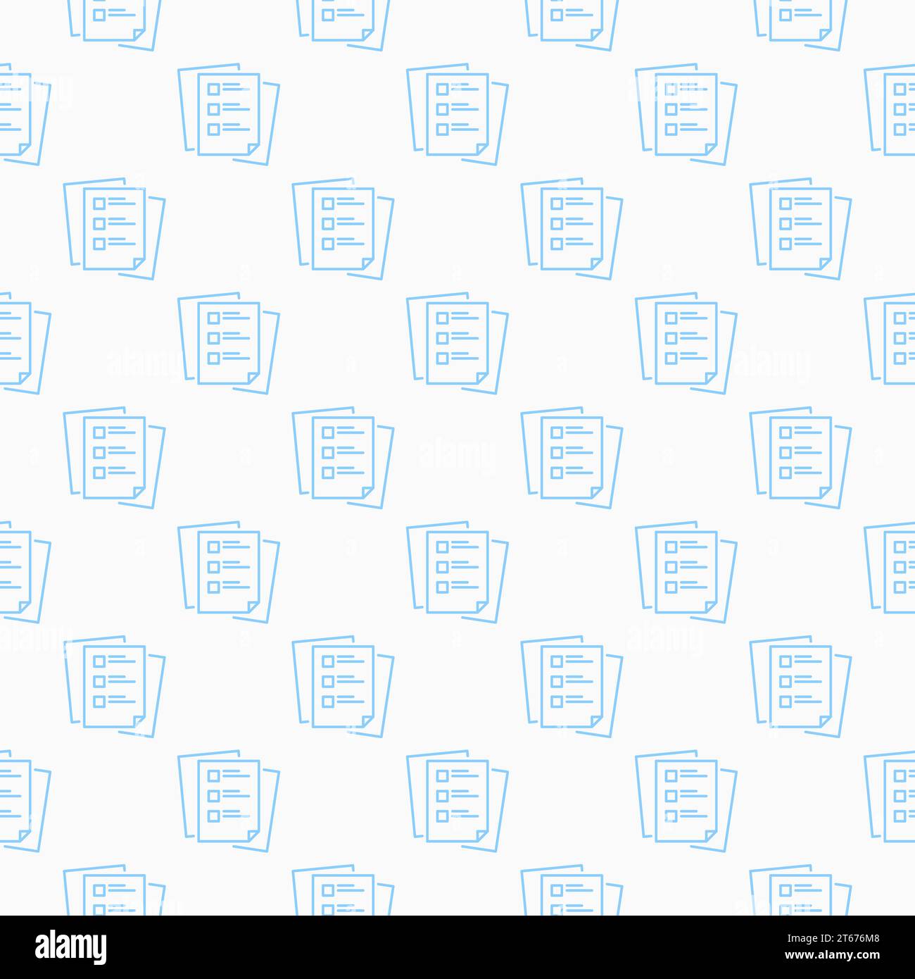 Blue Checklist Or Task List Vector Seamless Pattern Or Background In Thin Line Style Stock
