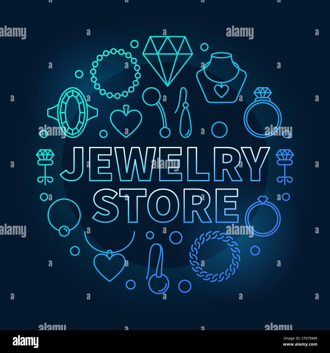 Jewelry store blue vector concept round illustration made with ...