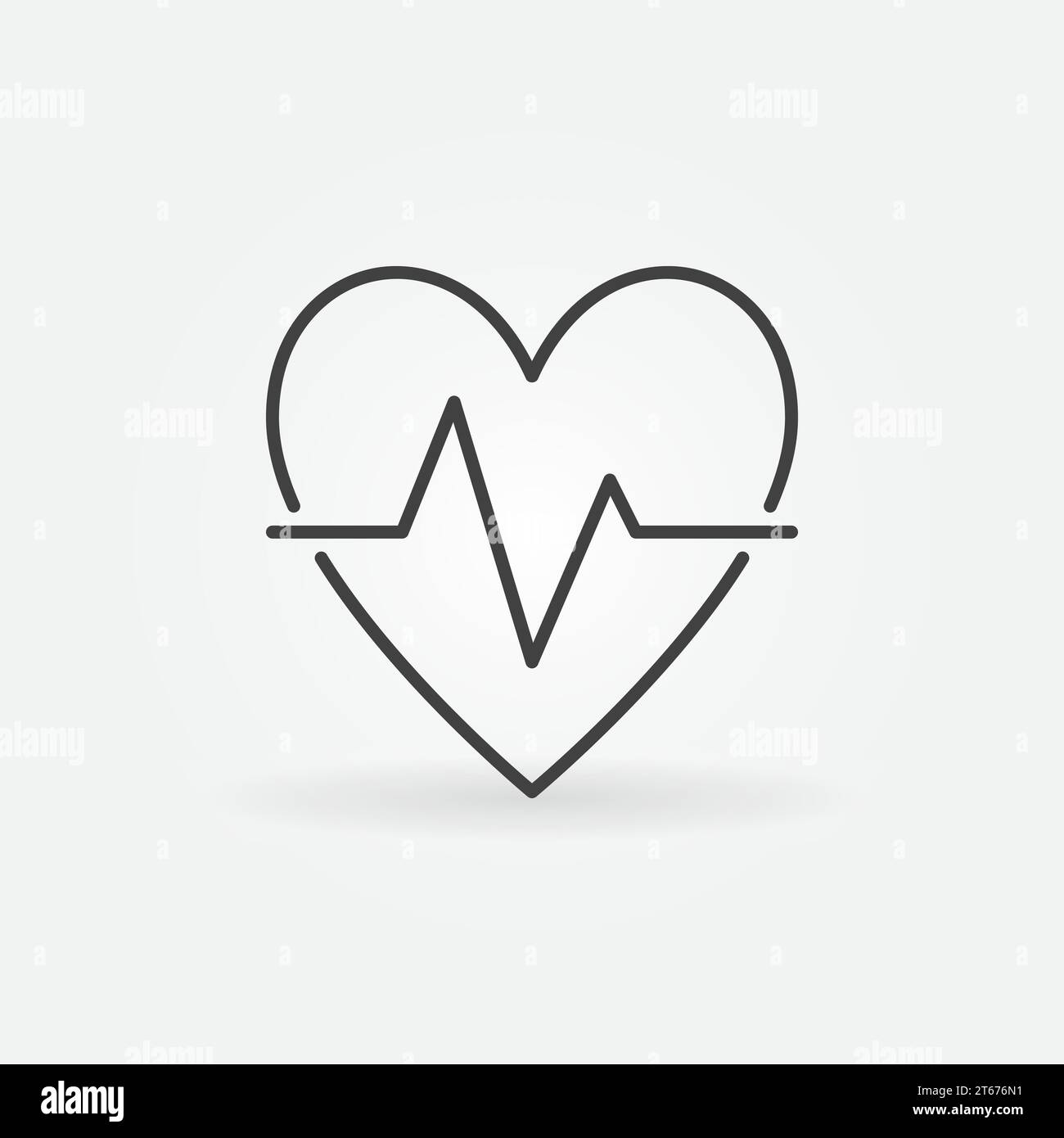 Heart beat simple icon - vector heartbeat pulse concept sign in thin ...