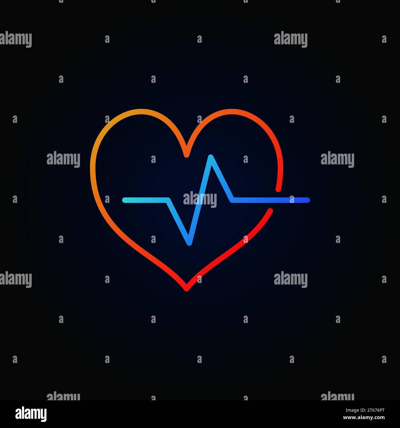 Cardiac cycle colored outline icon. Vector bright heartbeat symbol or ...