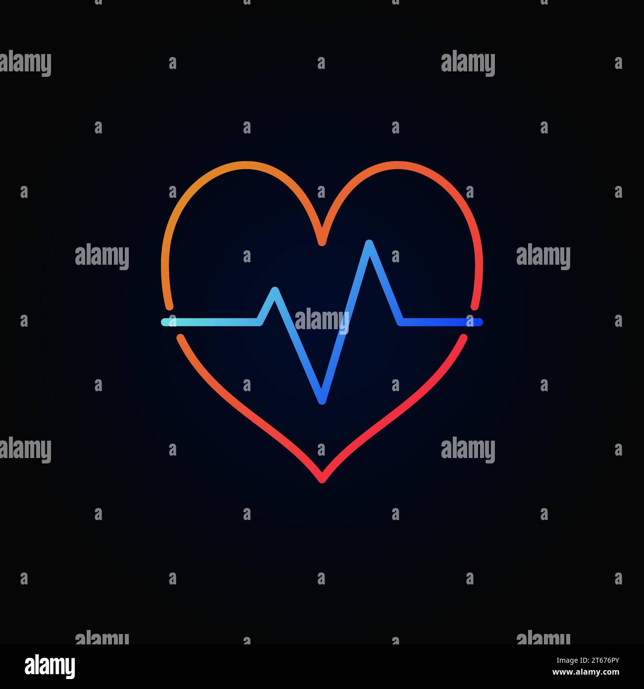 Heartbeat colored icon in minimal outline style. Vector heart rate ...