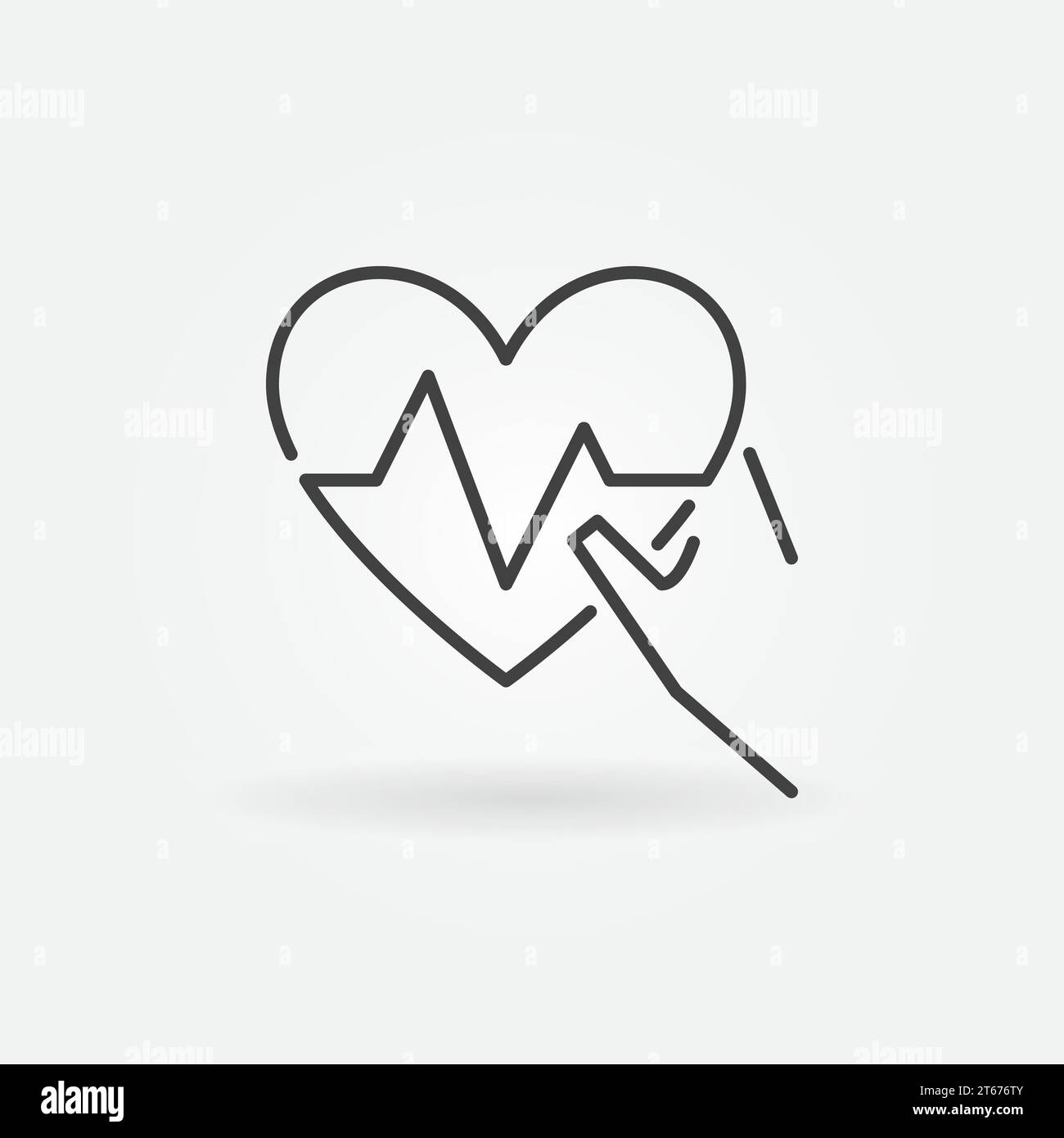 Hand holding heartbeat vector minimal icon or symbol in thin line style ...