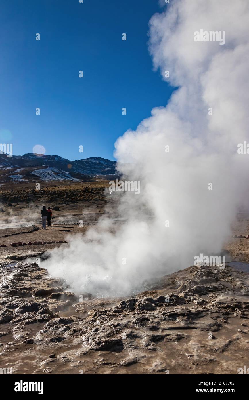El Tatio geyser field in the early morning in northern Chile Stock ...
