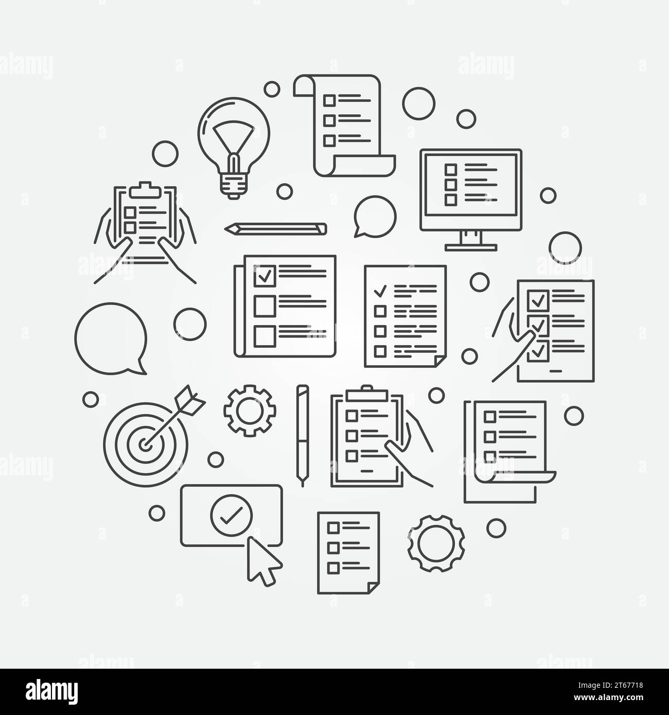 Planning linear illustration. Vector circular symbol made with ...