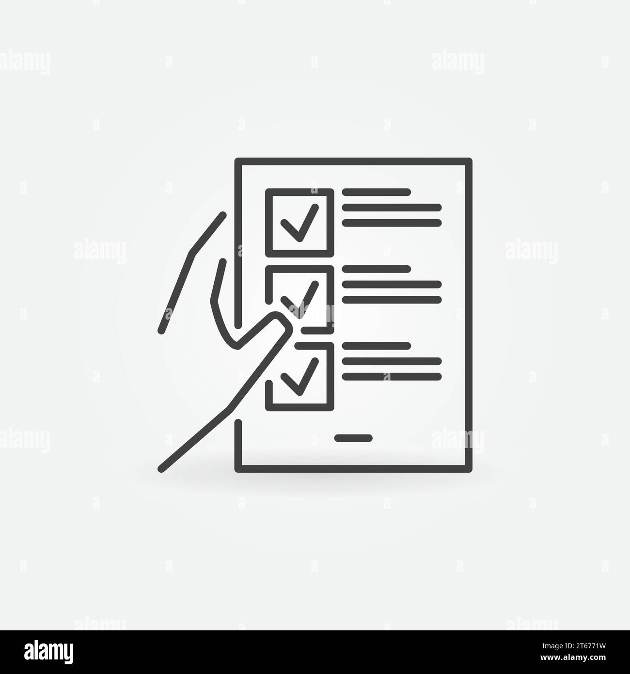 Hand holding checklist outline vector minimal concept icon or design ...