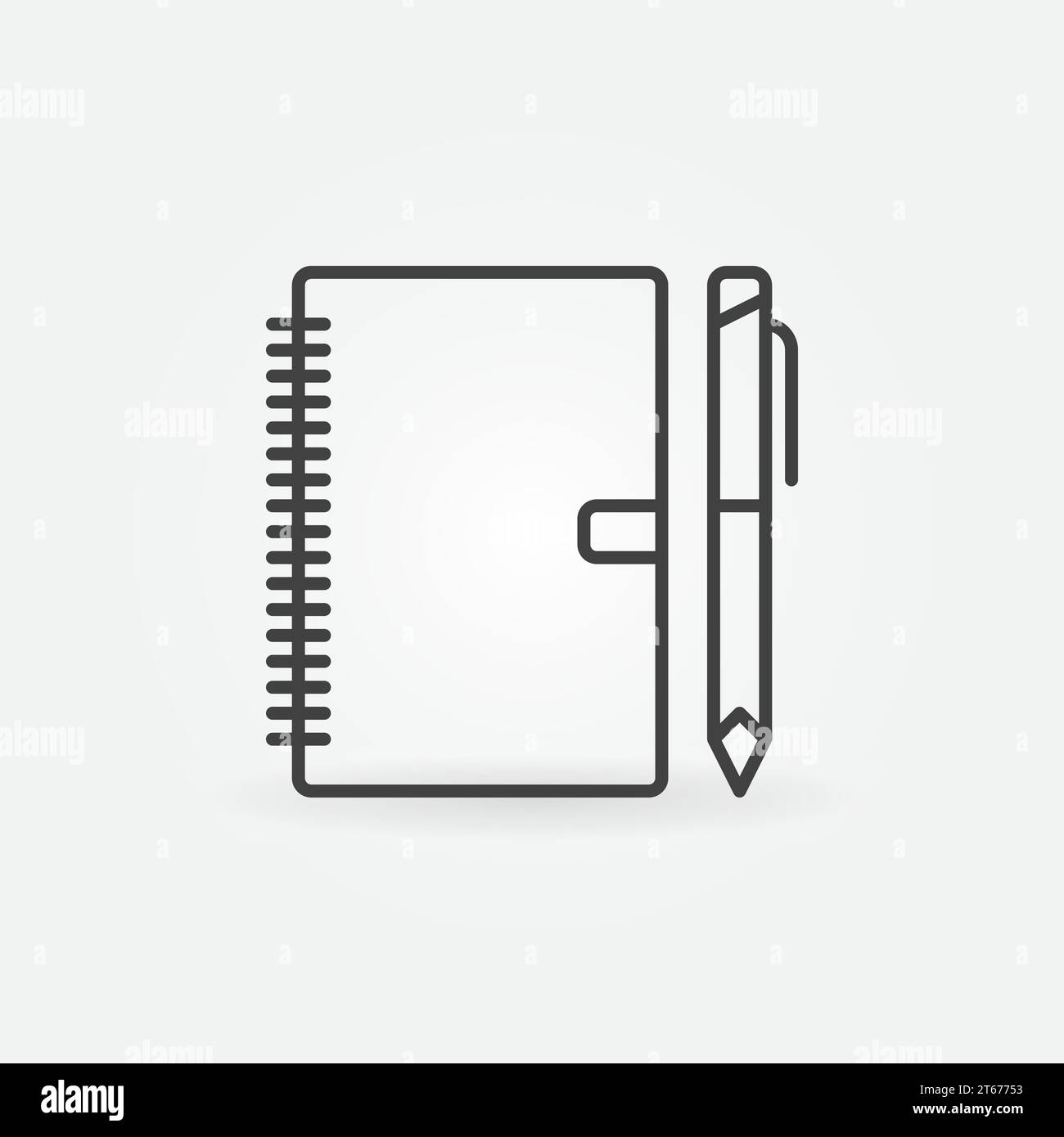 Notebook with pen outline icon. Vector business planner or diary ...