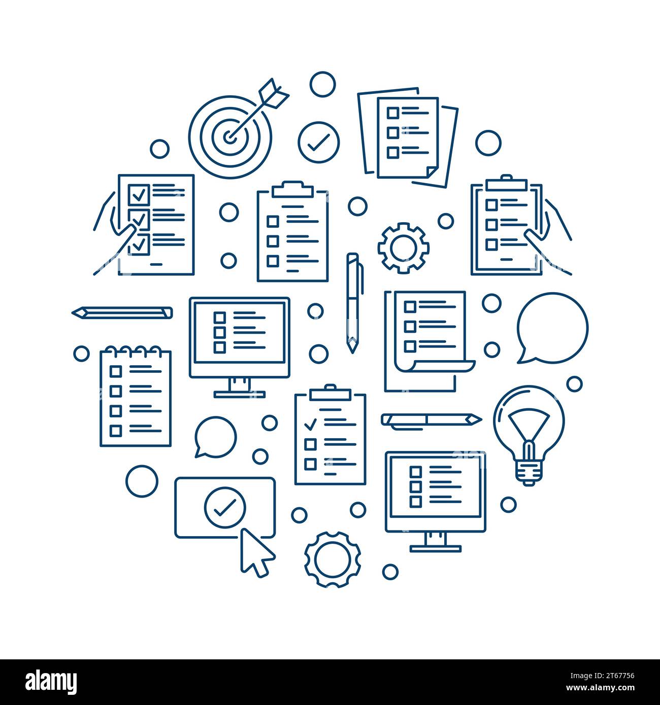 To do list concept round illustration. Vector blue planning circular ...