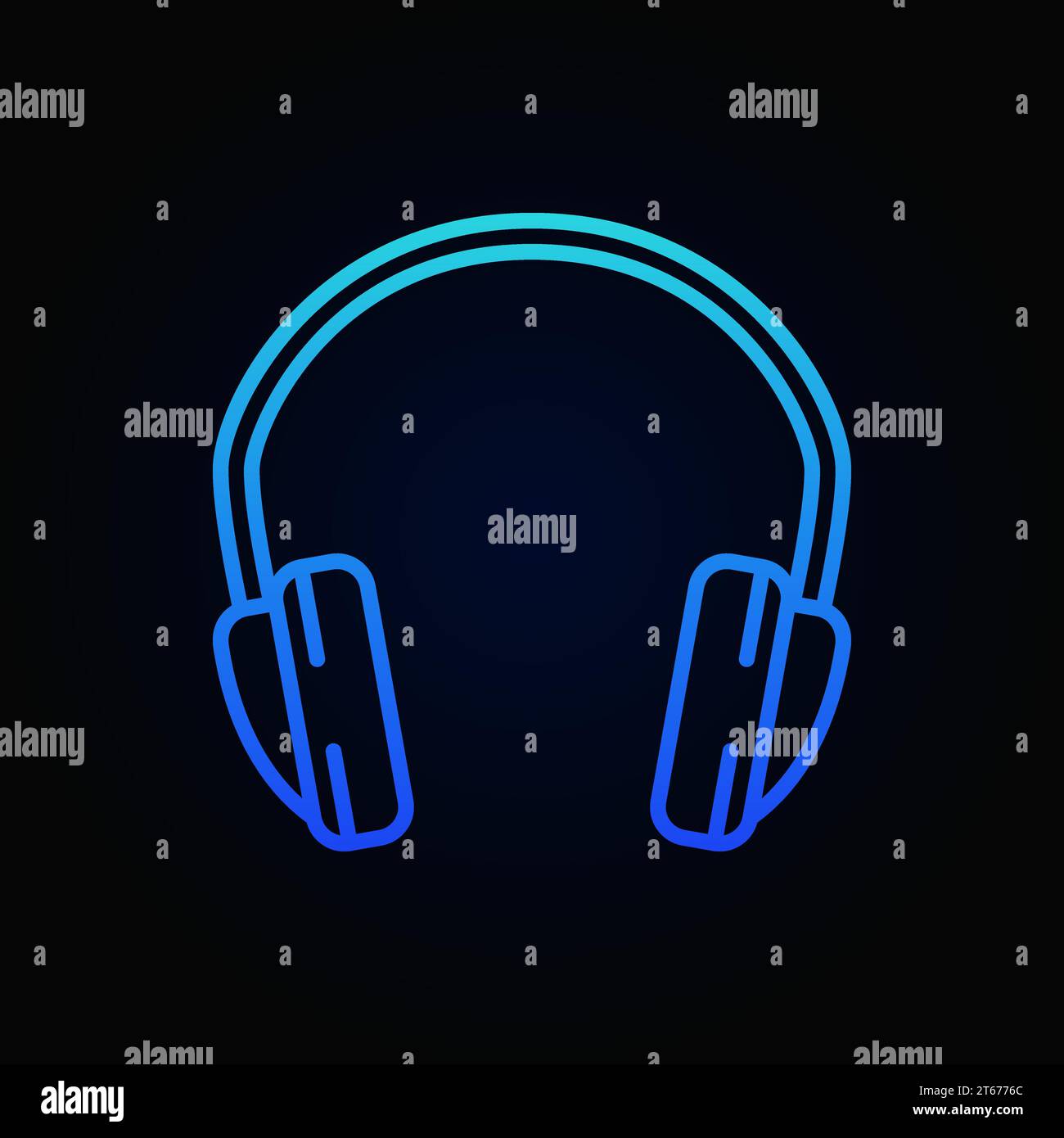 Headphone blue isolated vector minimal icon or symbol in thin line ...