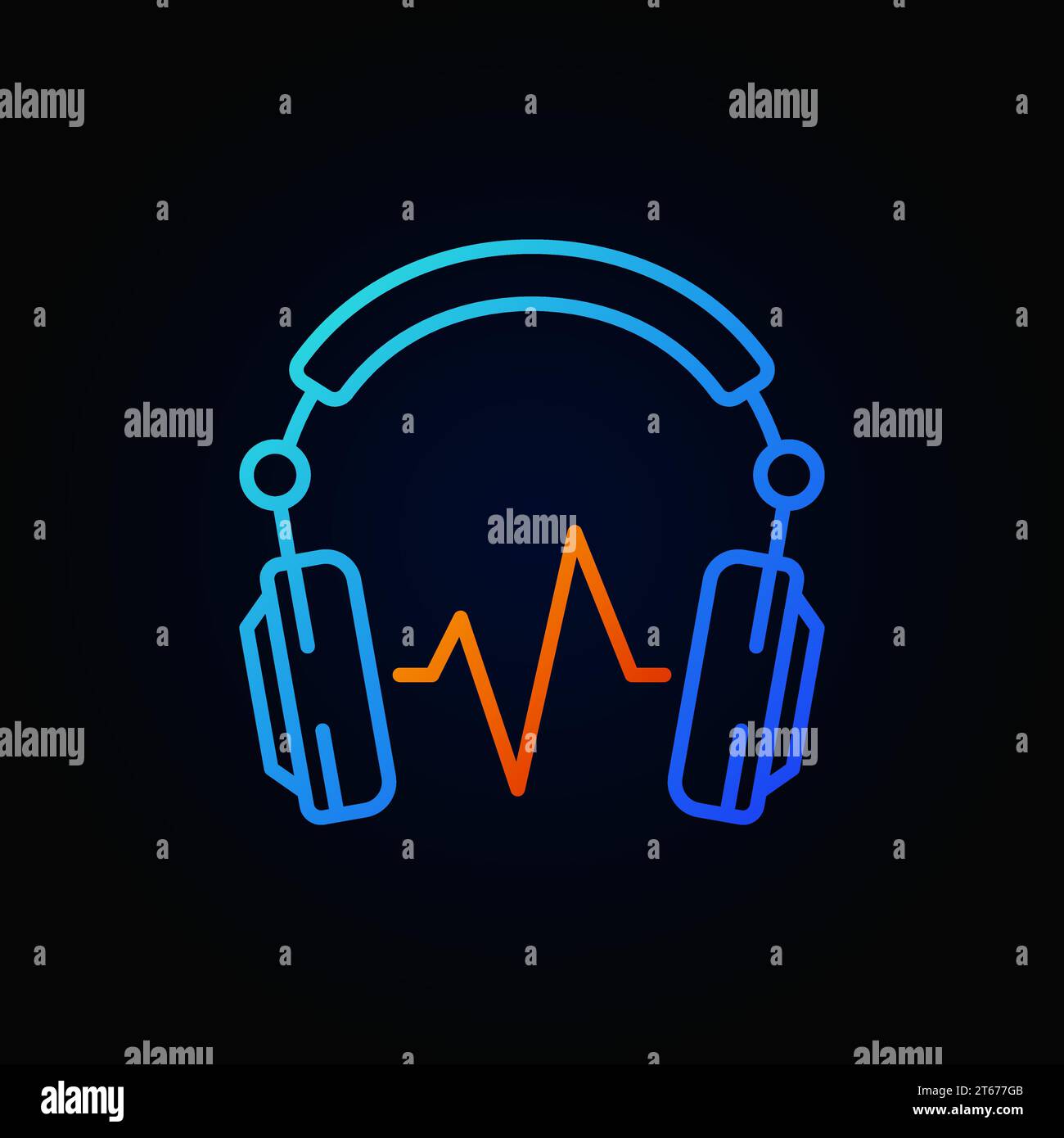 Blue DJ Headphones with sound wave vector concept minimal icon or ...