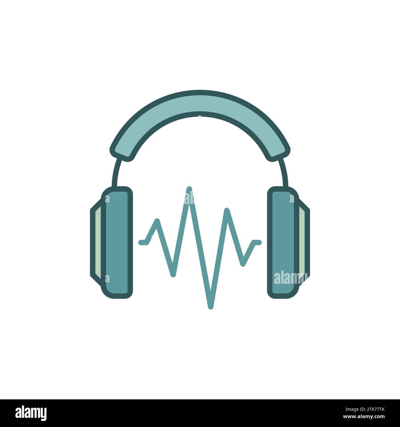 On-ear headphones with sound wave vector colored icon or symbol Stock ...