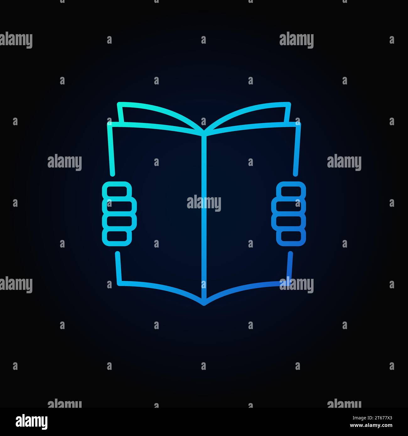 Hands holding a book blue line icon. Vector reading a book linear ...