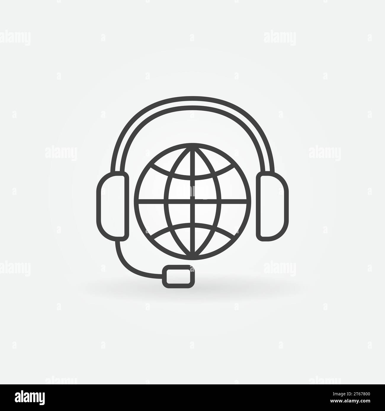 Global support line icon. Vector worldwide consultation and service ...