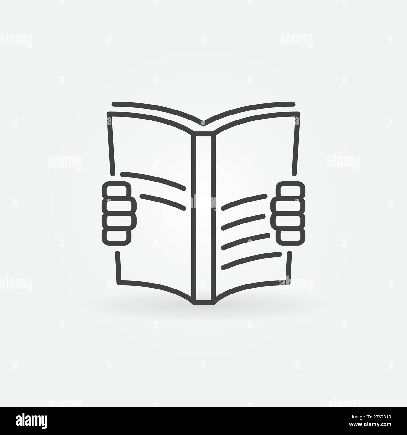 Vector book read icon. Hands holding book outline symbol or design ...