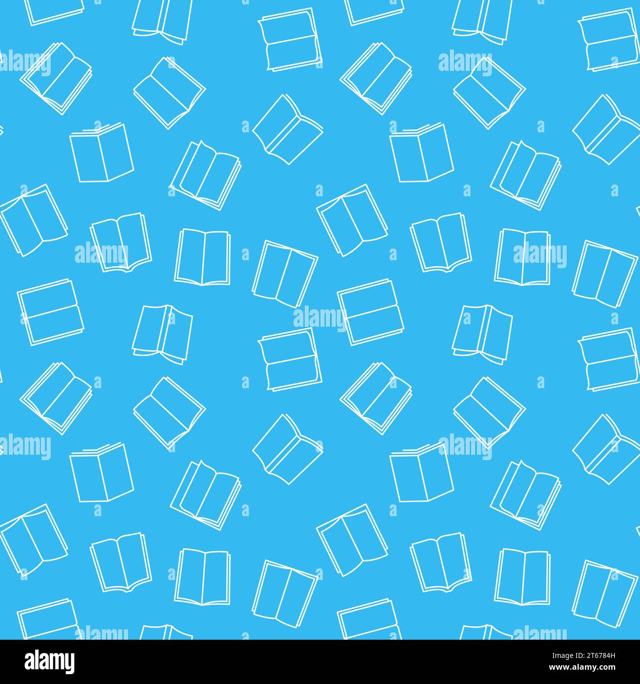 Vector books blue seamless pattern with outline book icons Stock Vector ...