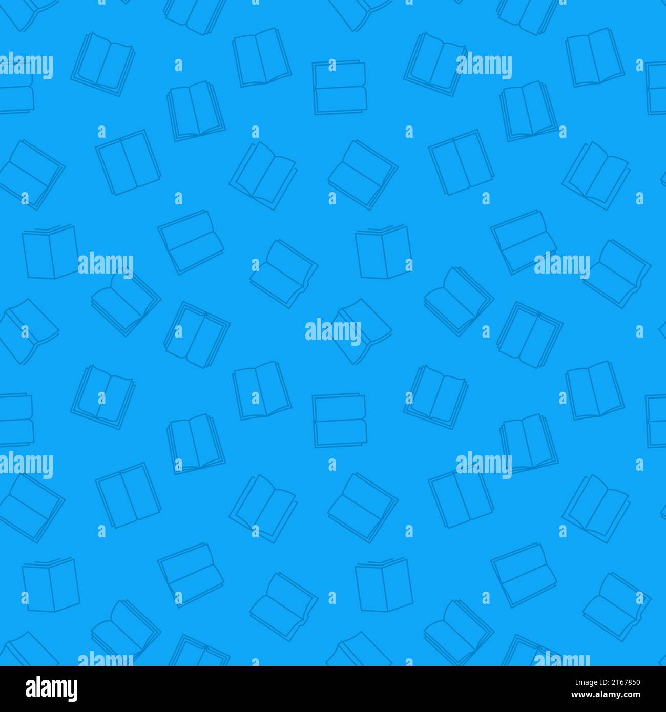 Open book blue seamless pattern in thin line style. Vector books linear ...