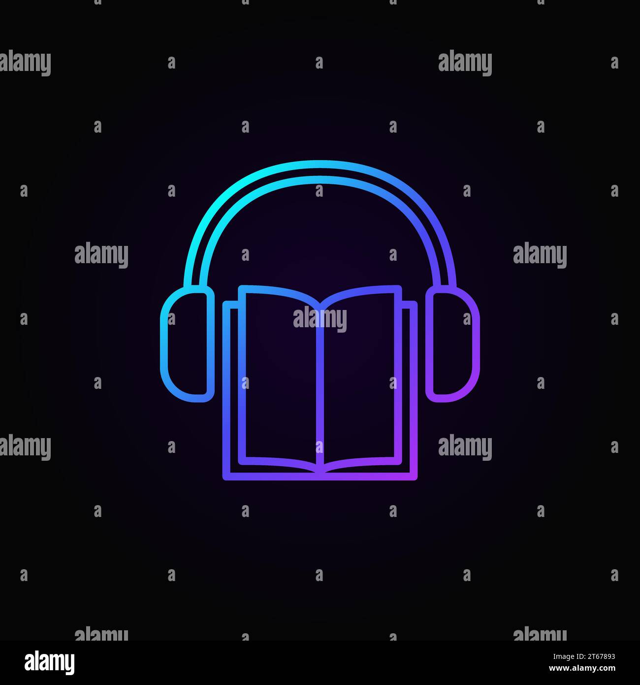 Audio book concept icon - vectot book with headphones colorful linear ...
