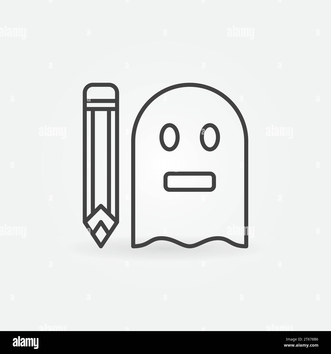 Ghostwriter outline concept icon. Vector ghost with pencil sign in thin ...