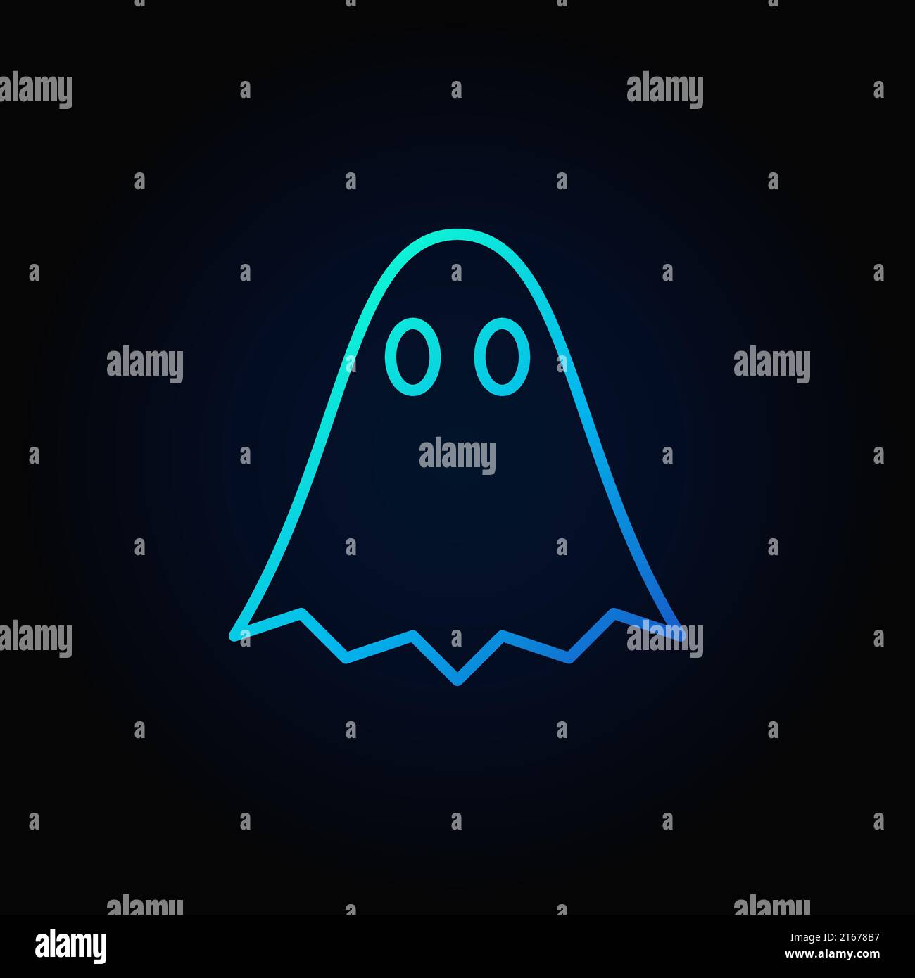 Ghost blue outline icon or symbol on dark background Stock Vector Image ...