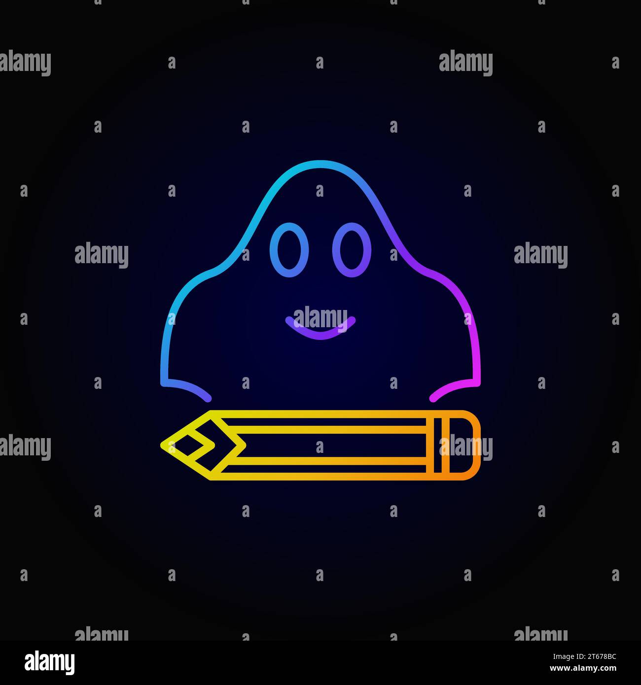 Ghost writing colorful concept icon or logo element in thin line style ...