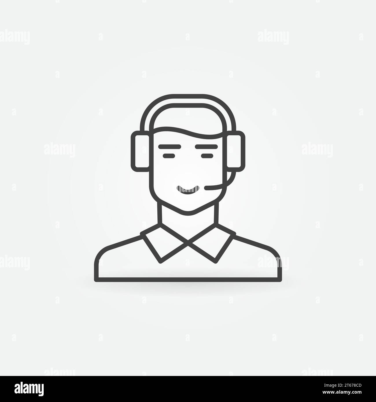Customer support and service icon. Vector man in headset symbol in thin ...