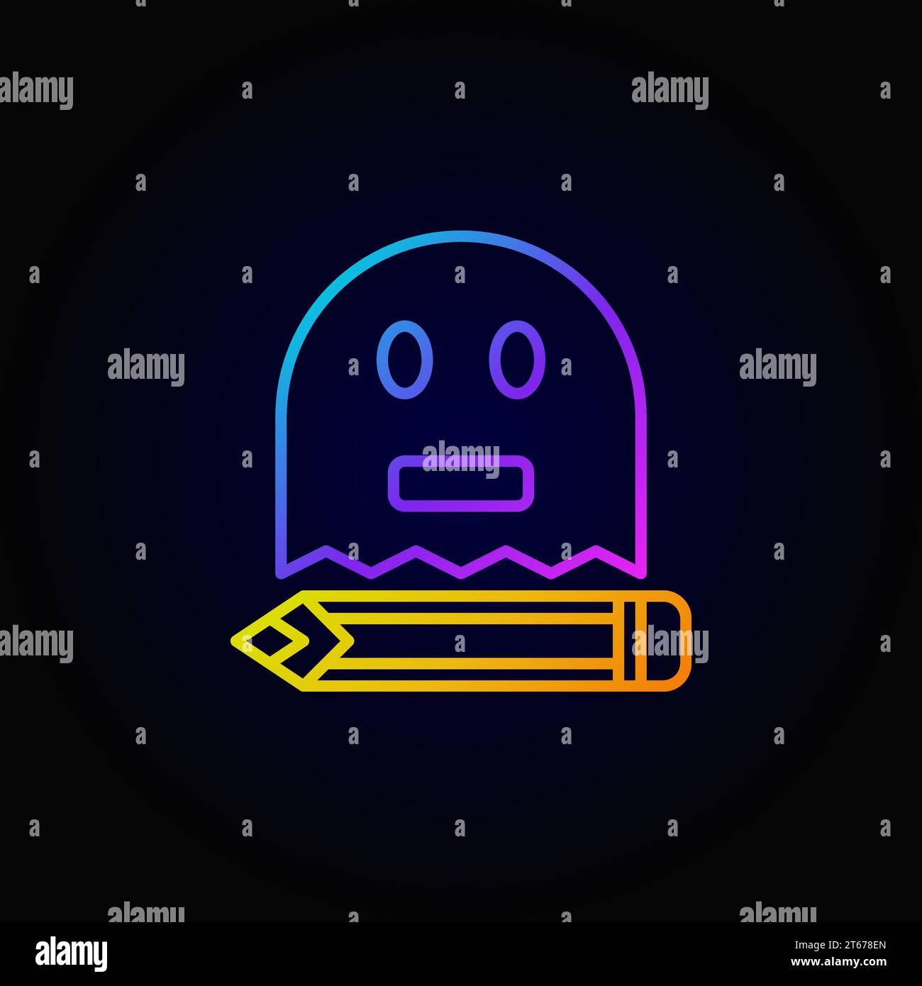 Ghost writing colorful outline modern concept icon or symbol on dark ...