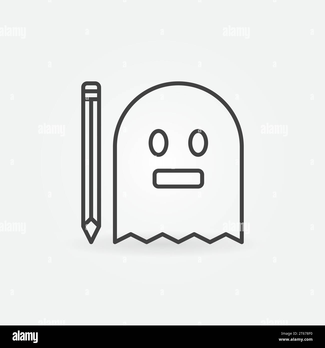 Ghost with pencil linear icon. Vector ghost writing concept symbol in ...