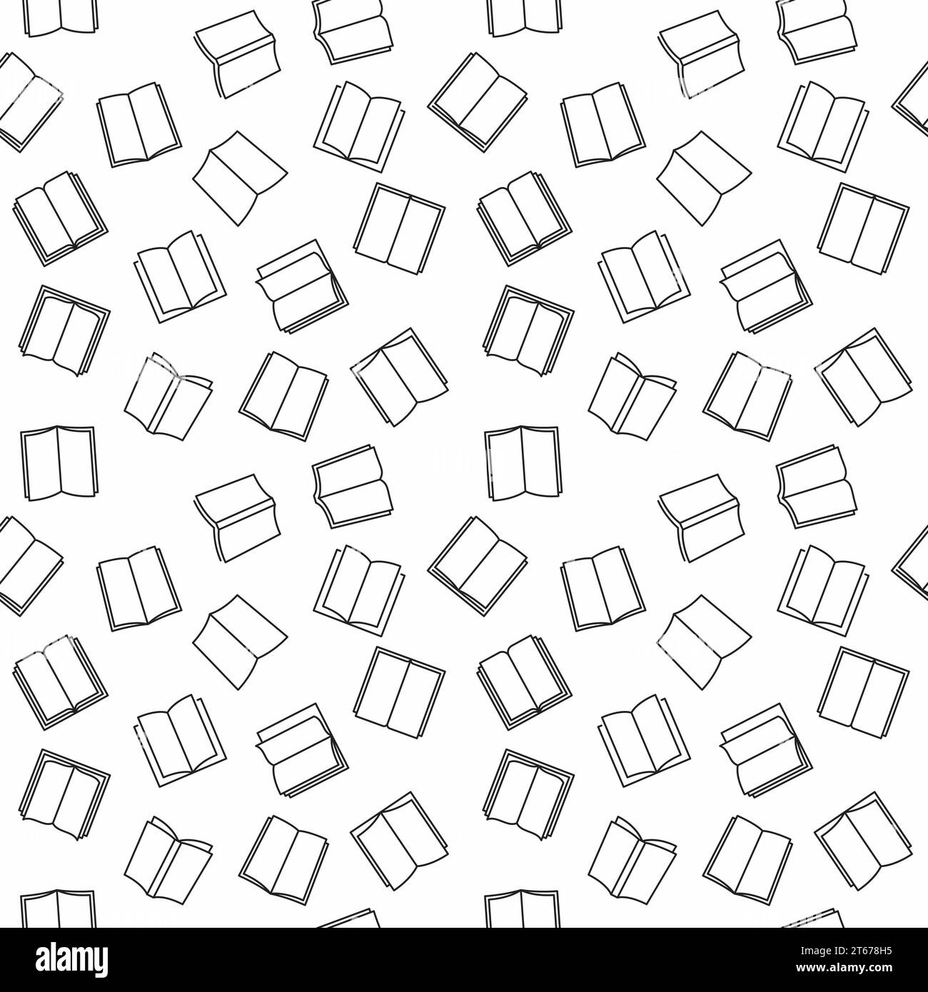 Open book seamless outline pattern with white background. Vector books ...