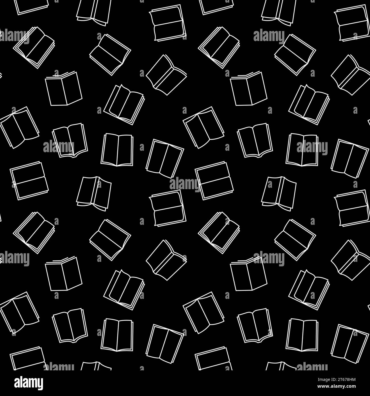 Books vector dark seamless pattern or background made of outline book ...