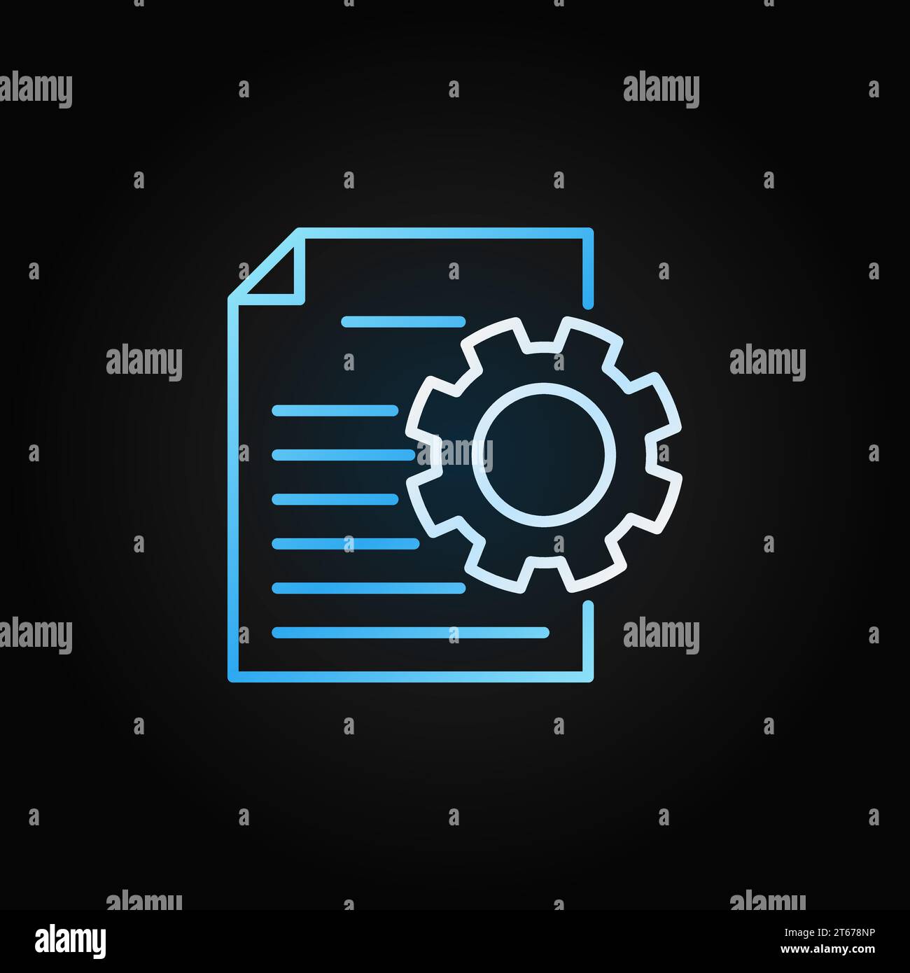Document with Cog colored icon. Vector technical documentation concept symbol in thin line style ...