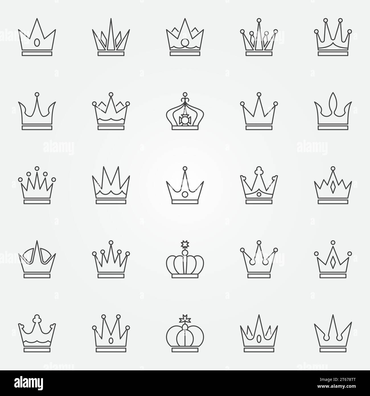 Crown icons set. Vector collection of creative king and queen crowns ...