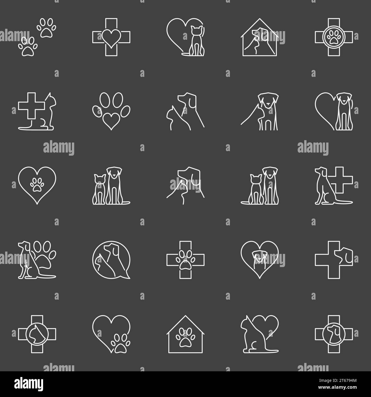 Pet and veterinary line icons. Vector set of veterinary medicine linear ...