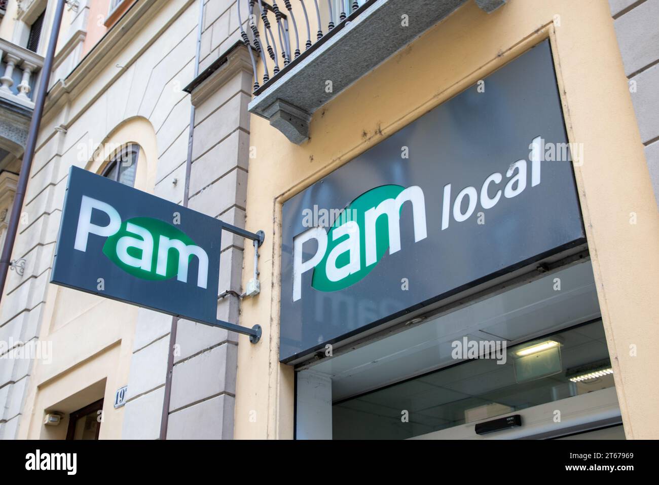 Turin, Italy - 11 07 2023 : Pam local sign text and brand logo company ...
