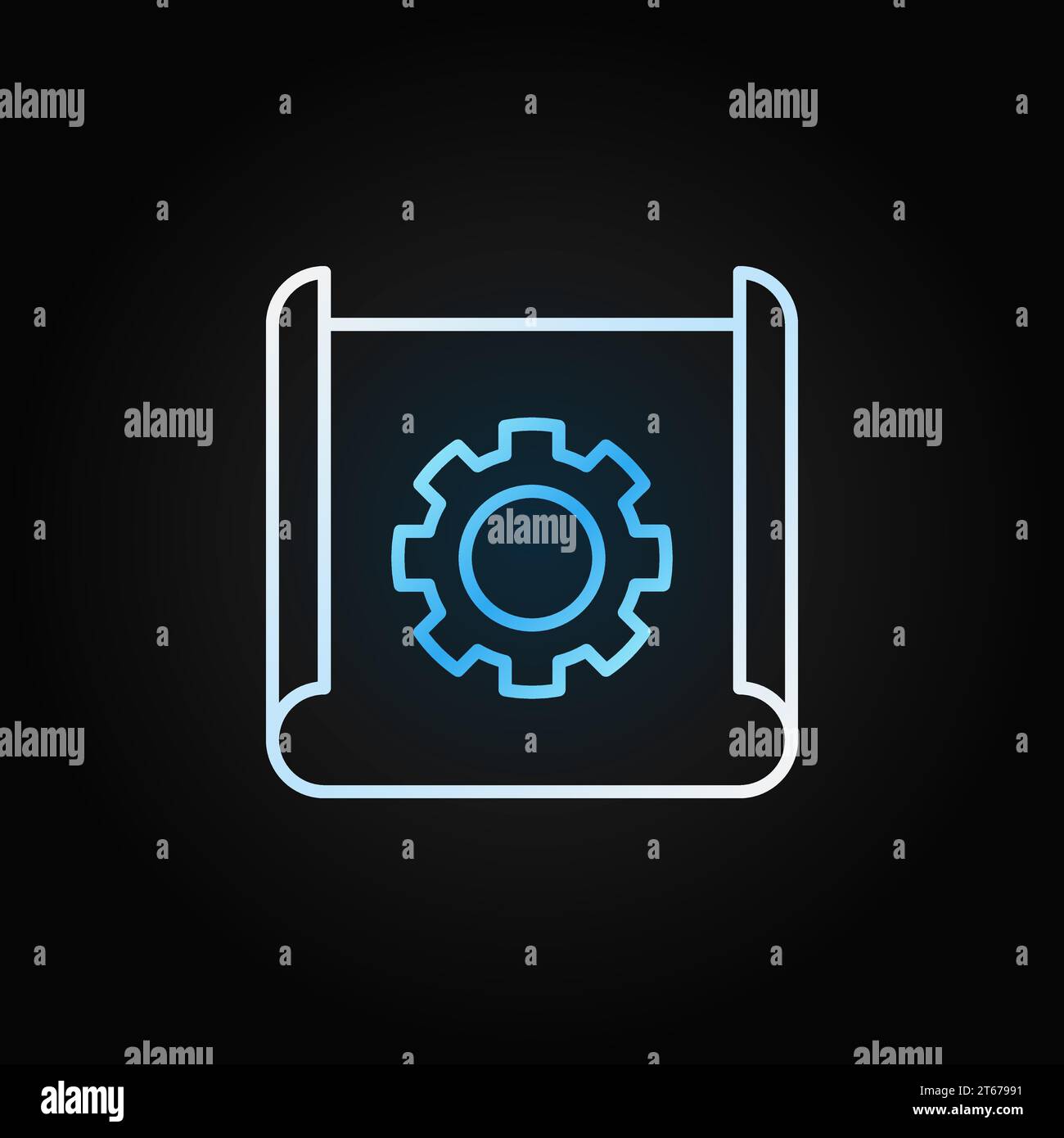Technical documentation thin line creative icon. Vector paper with cogwheel modern sign in thin ...