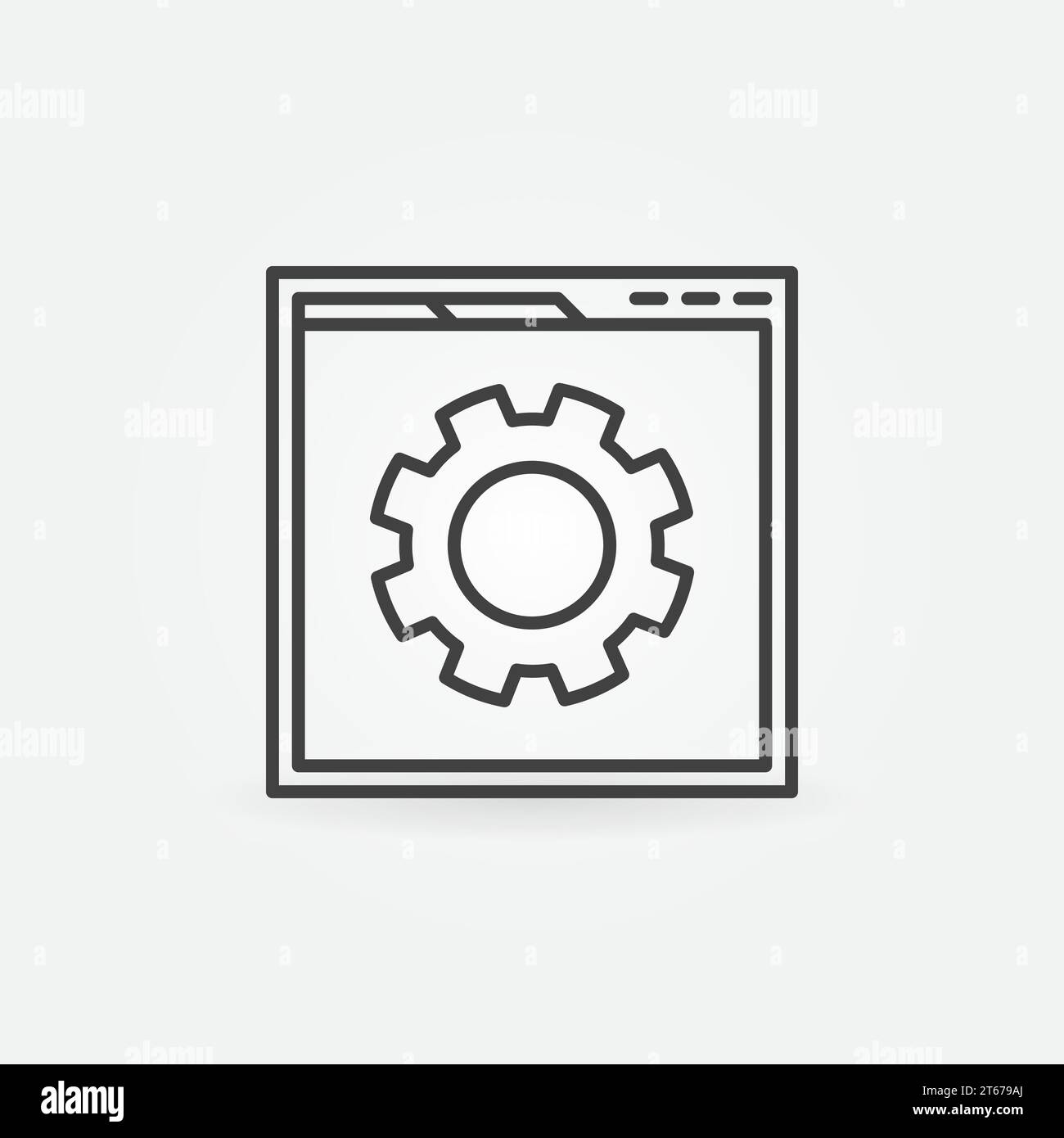 Web page with Cog outline icon. Vector site optimization and SEO ...