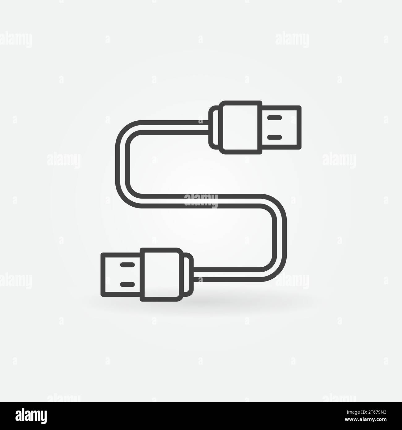 USB Cable line icon. Vector minimal usb plug concept symbol or logo ...