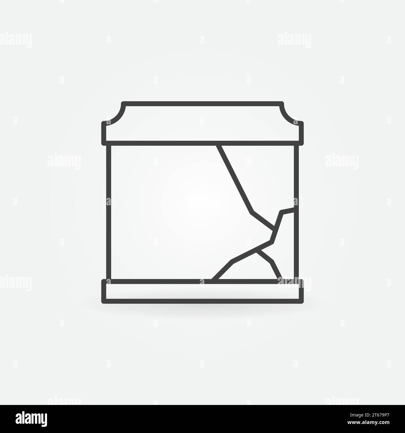 Broken aquarium icon - vector simple fish tank with broken glass symbol ...