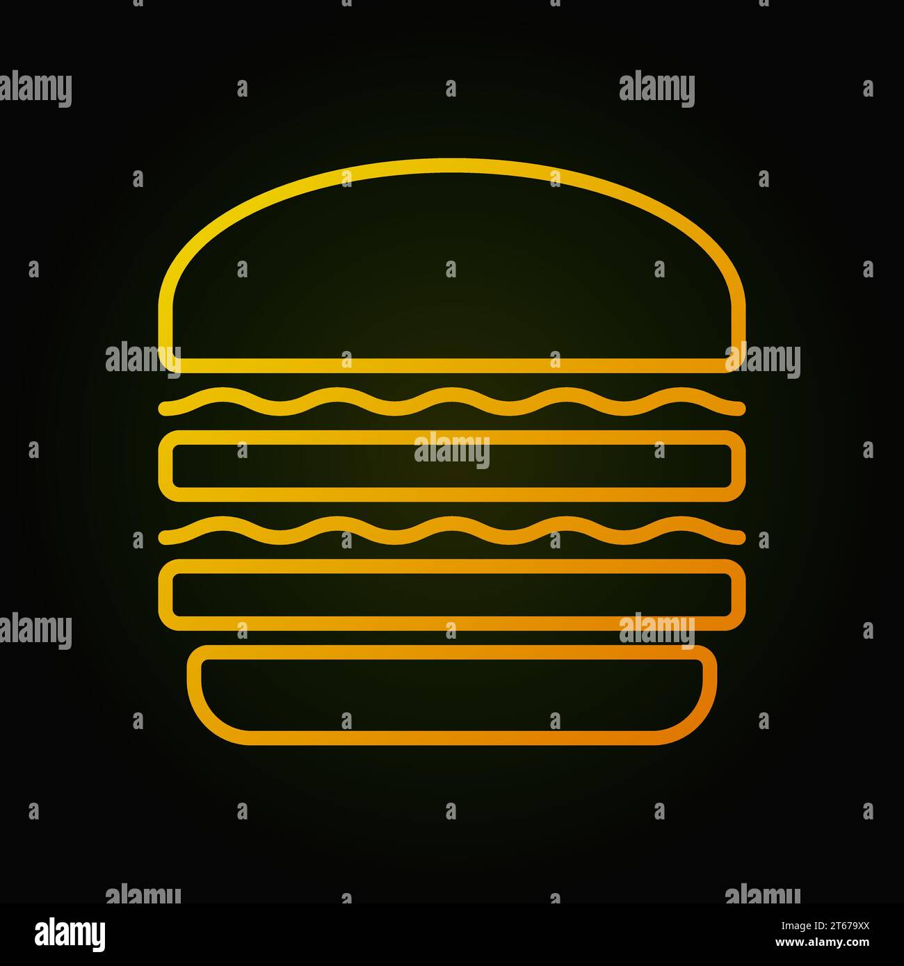 Burger yellow icon. Vector Fast Food concept sign or logo element on ...