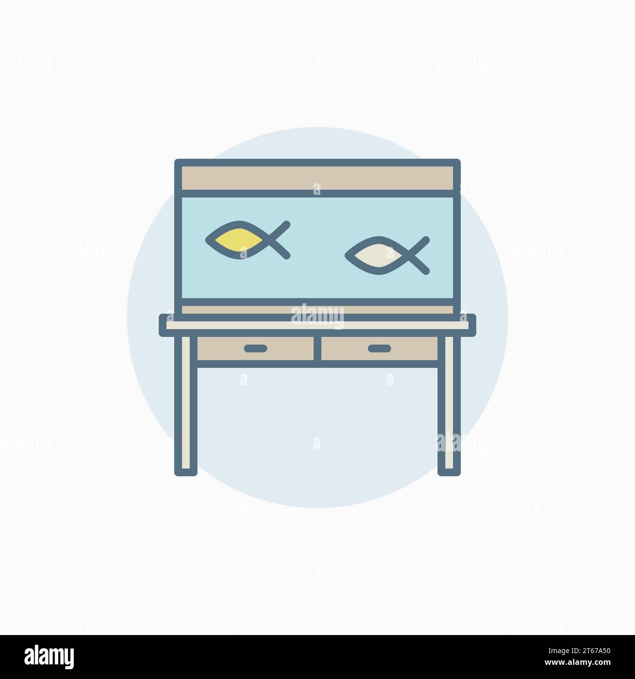 Colorful fish tank on table icon - vector aquarium sign or design ...