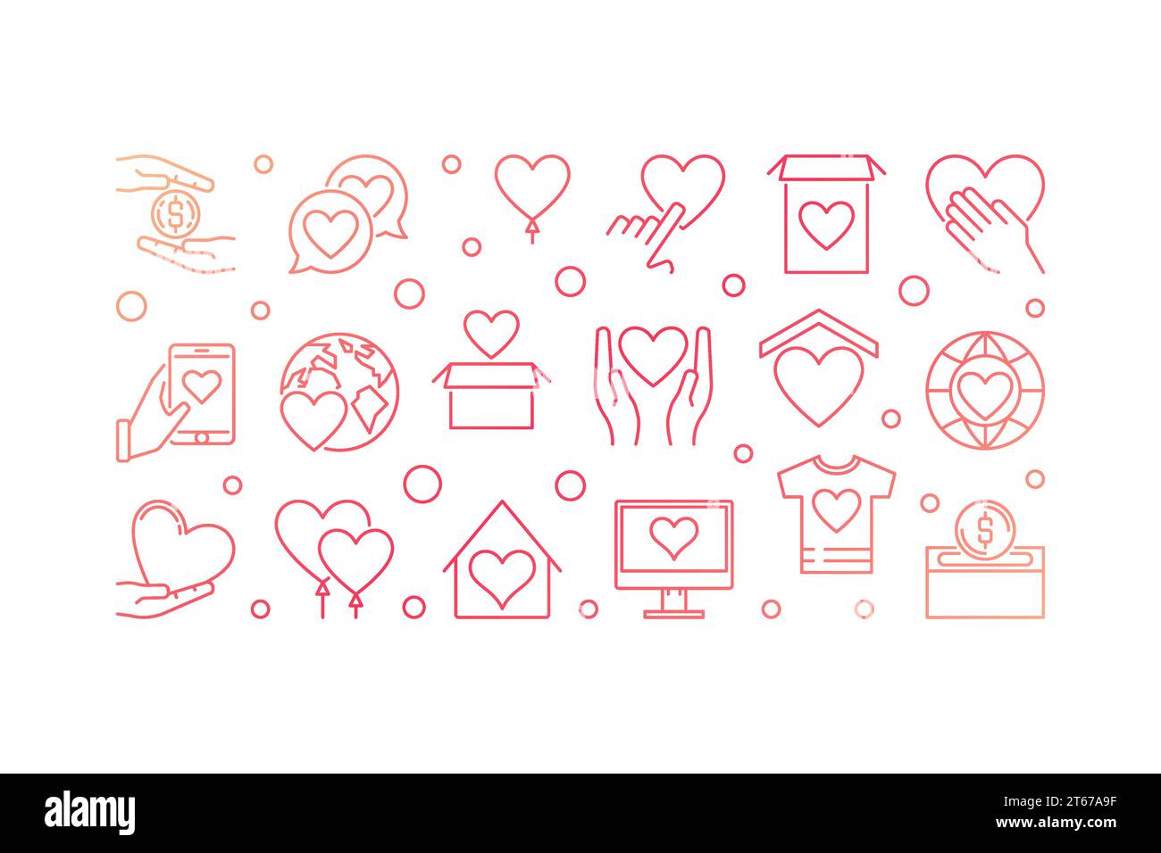 Red charity and fundraising vector concept illustration or horizontal ...