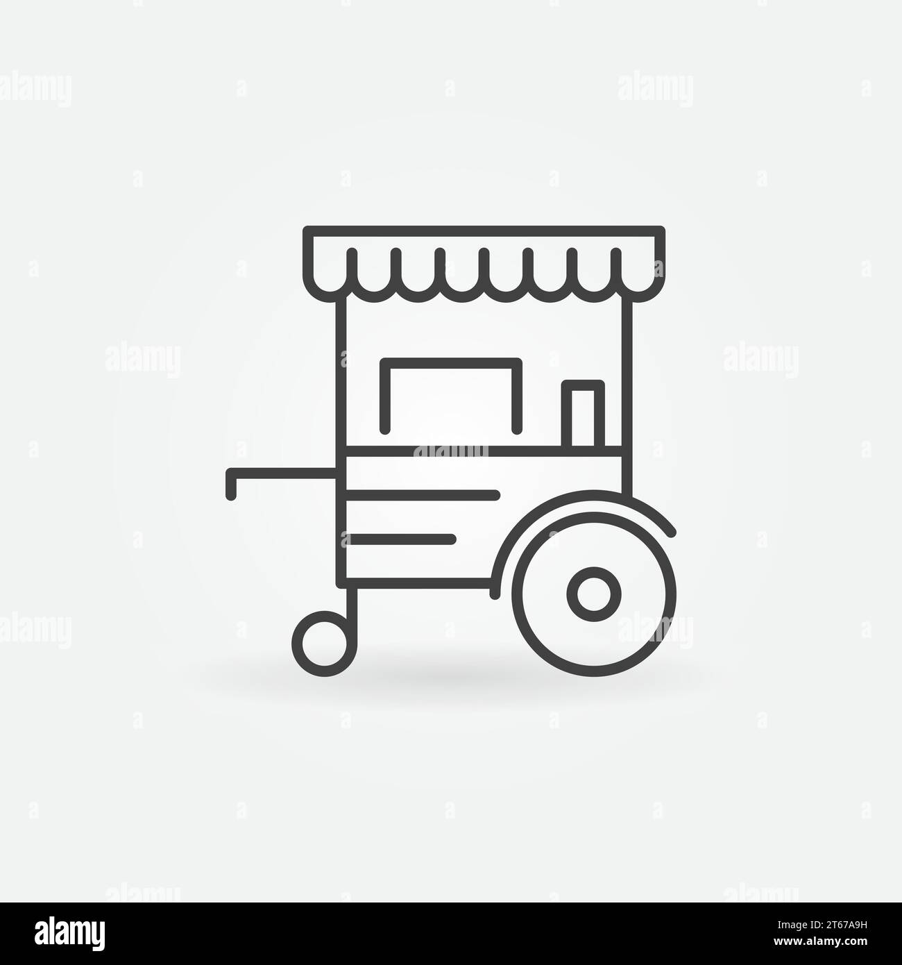 Mobile cart linear icon - vector wheel market stall sign in thin line ...