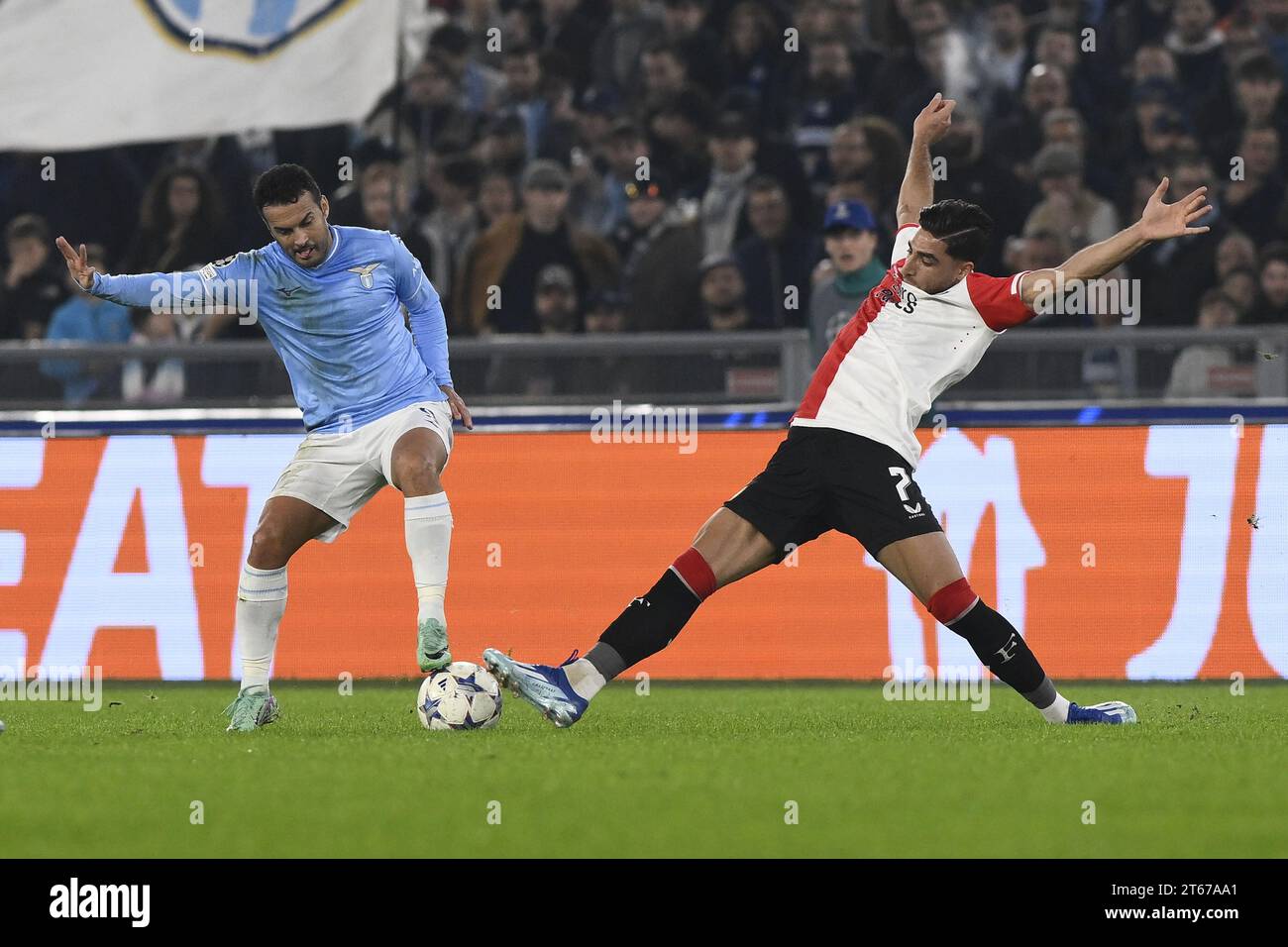 Rome, Italy. 07th Nov, 2023. Pedro of S.S. Lazio and Jan Plug of ...