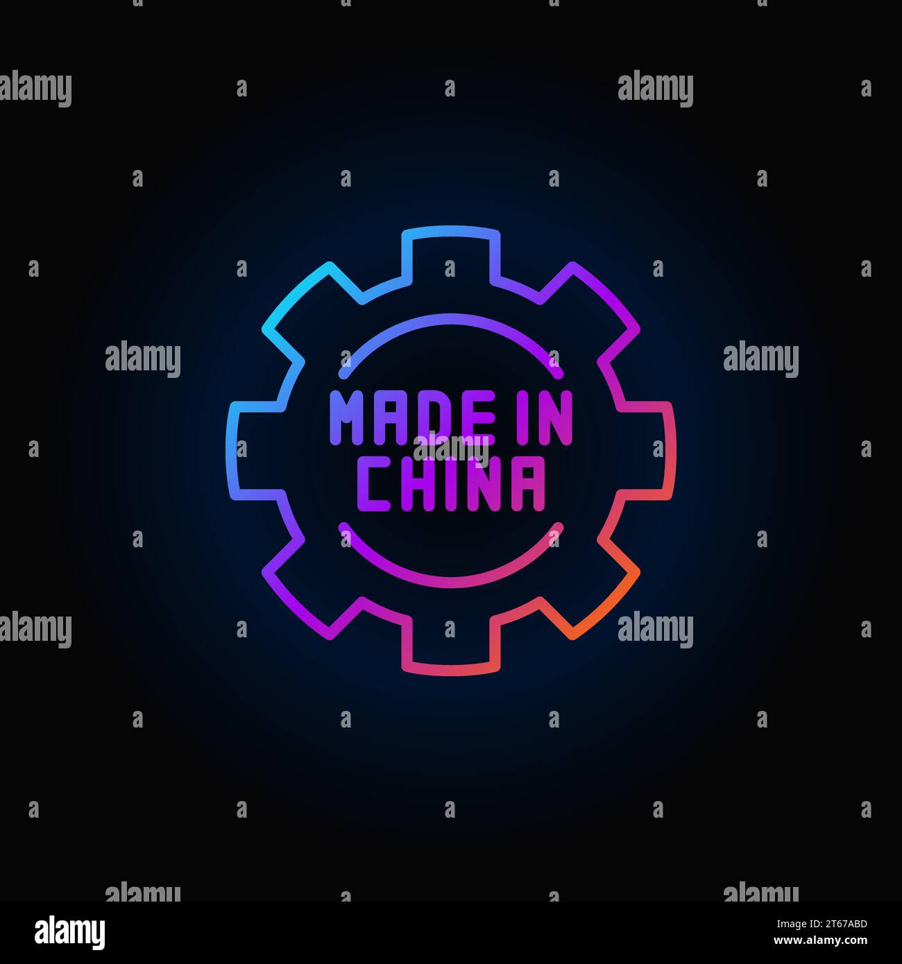 Made in China gear colorful icon - vector bright sign or design element ...