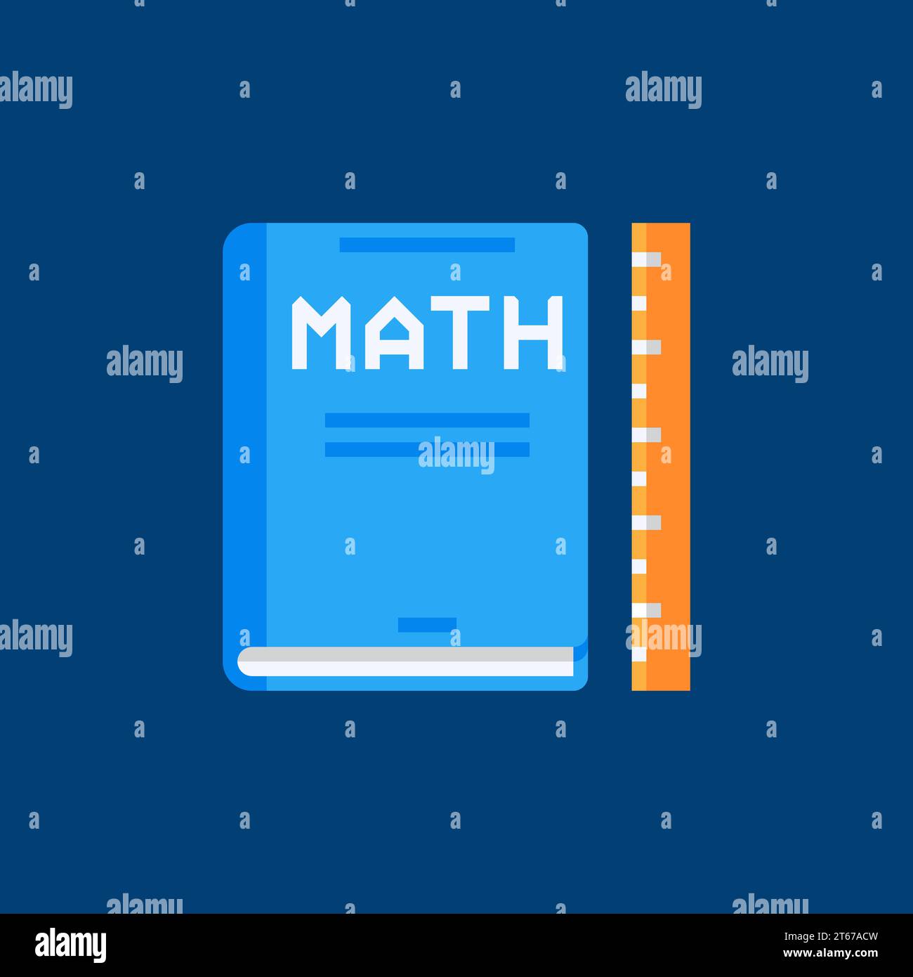 Mathematics book flat icon. Vector math book with ruler concept sign ...