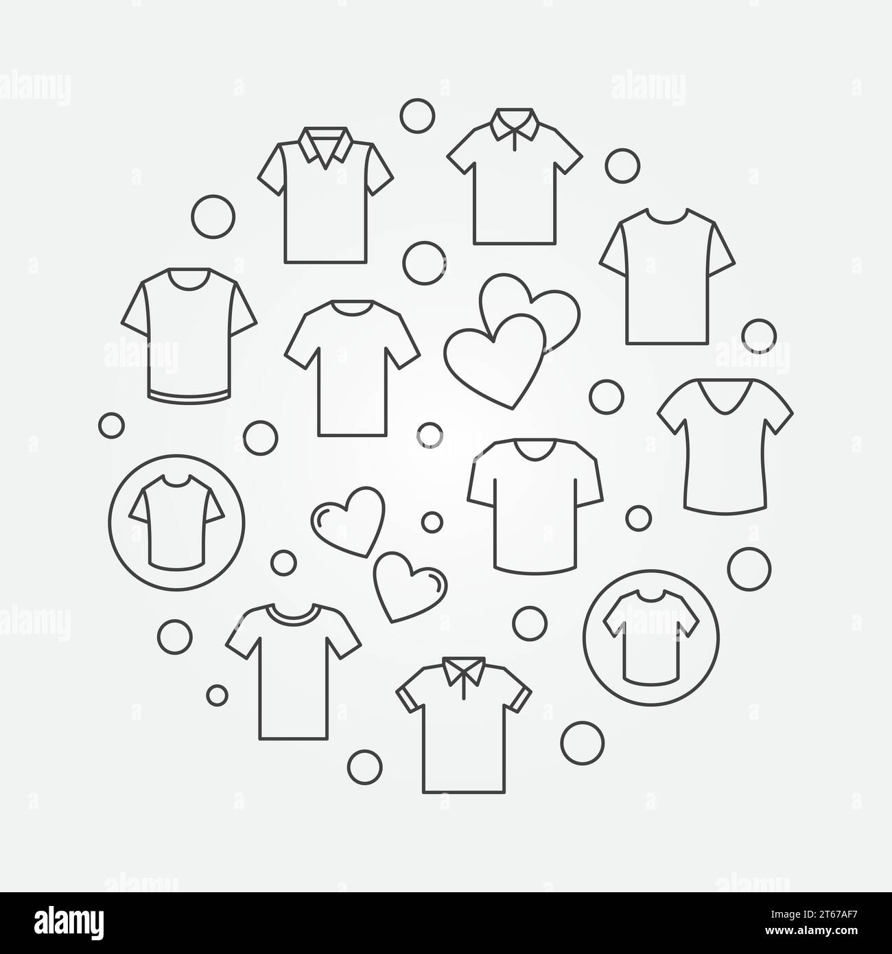 T-shirt circular symbol - vector outline tshirt clothes round ...