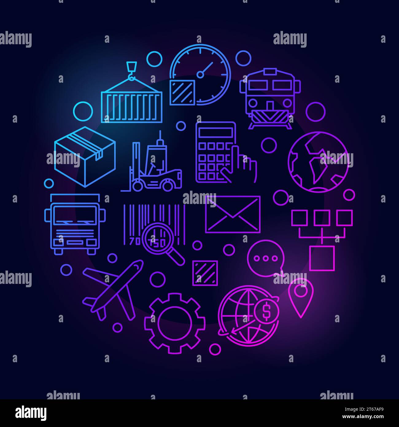 Logistics and delivery round colorful illustration - vector cargo and ...