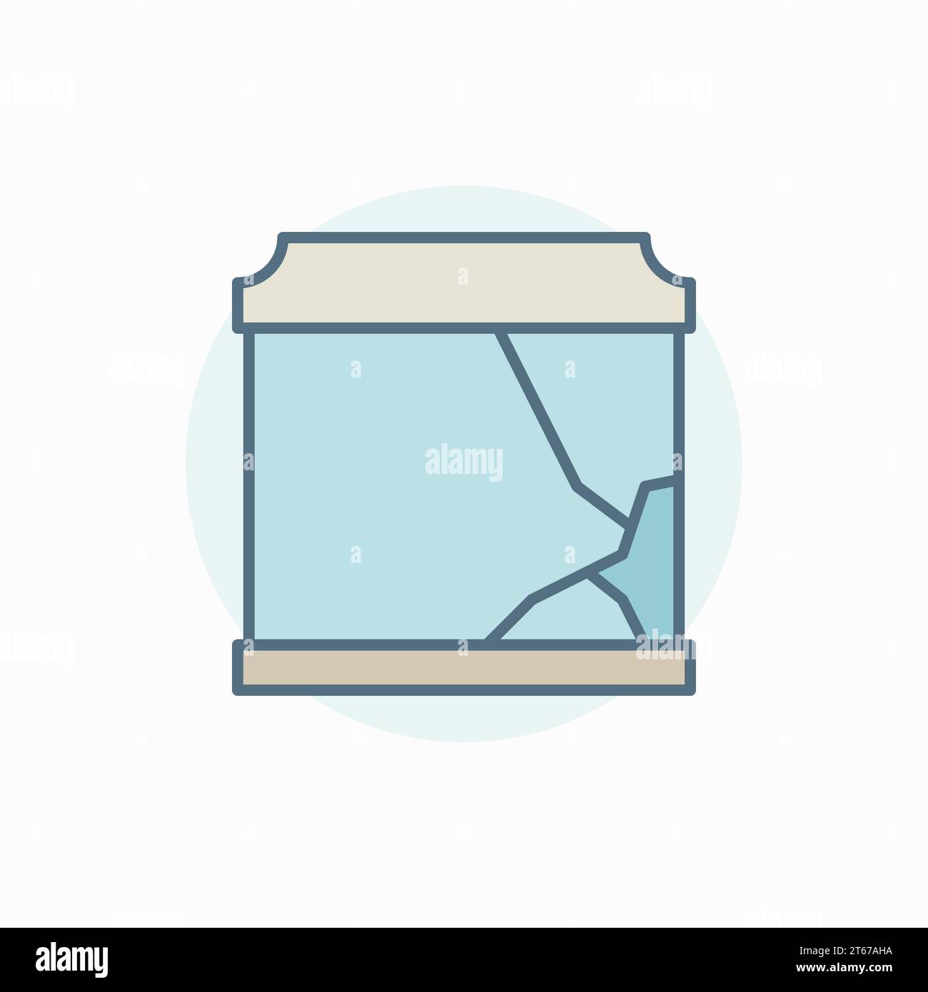 Broken aquarium colorful icon. Vector broken fishtank sign or design ...