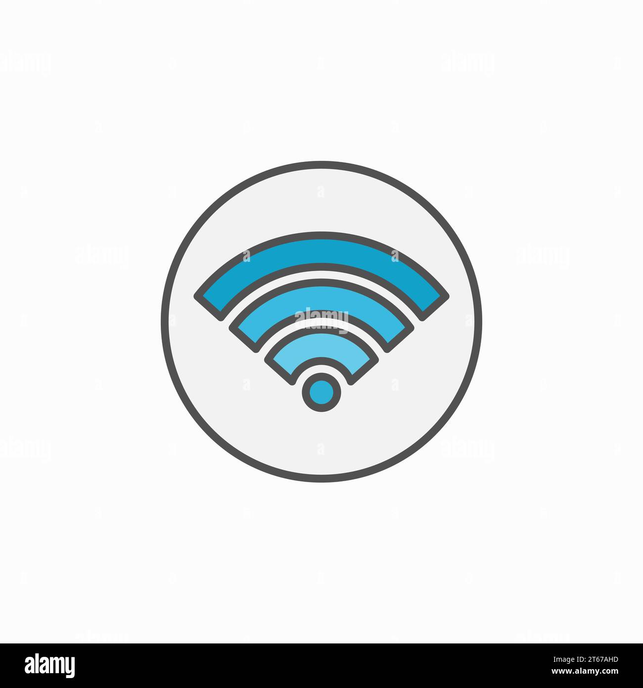Colorful Wifi circle icon - vector blue wi-fi symbol or design element ...