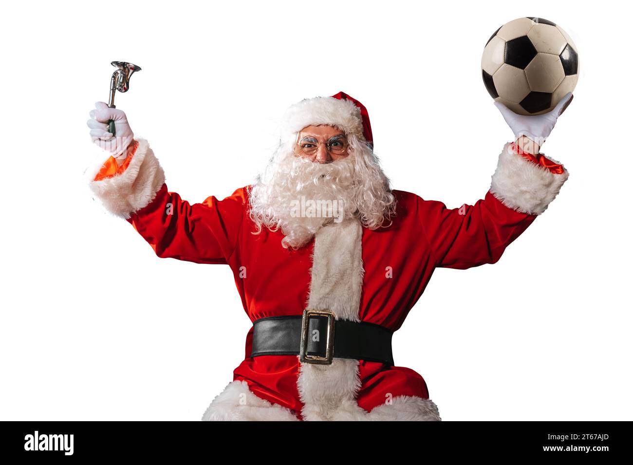 santa claus ready to see a soccer match Stock Photo - Alamy