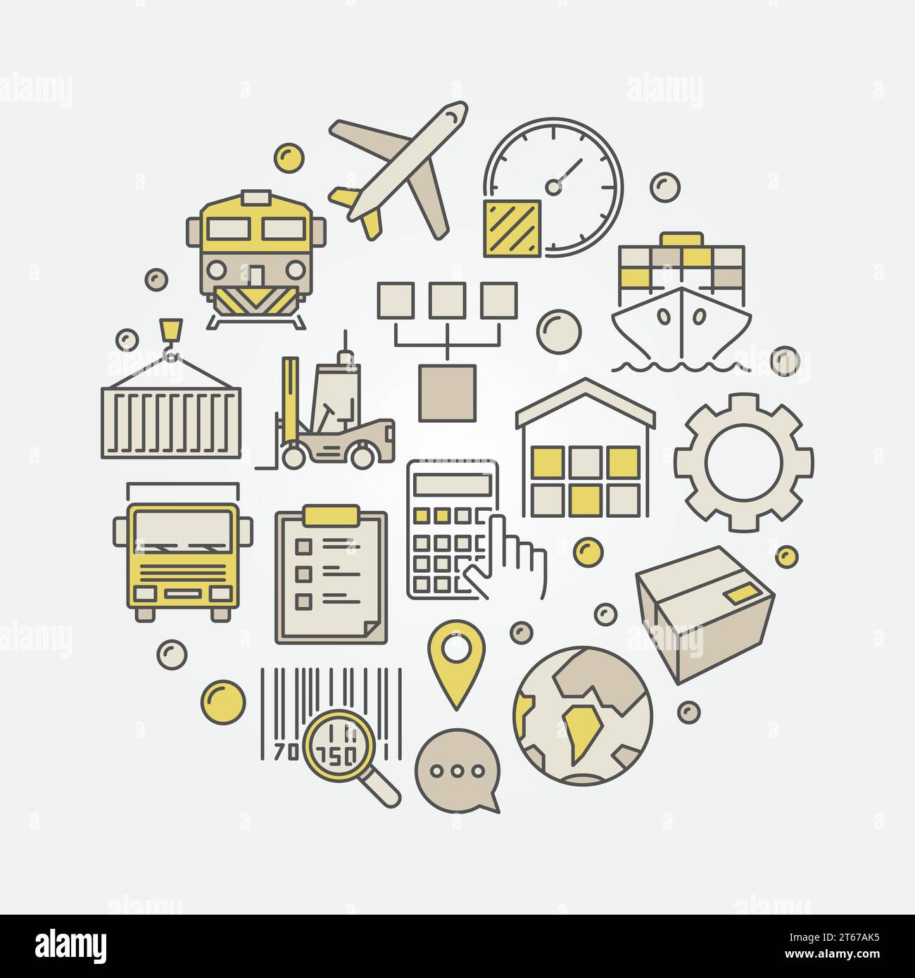 Logistics and transportation circular illustration - vector coloful ...
