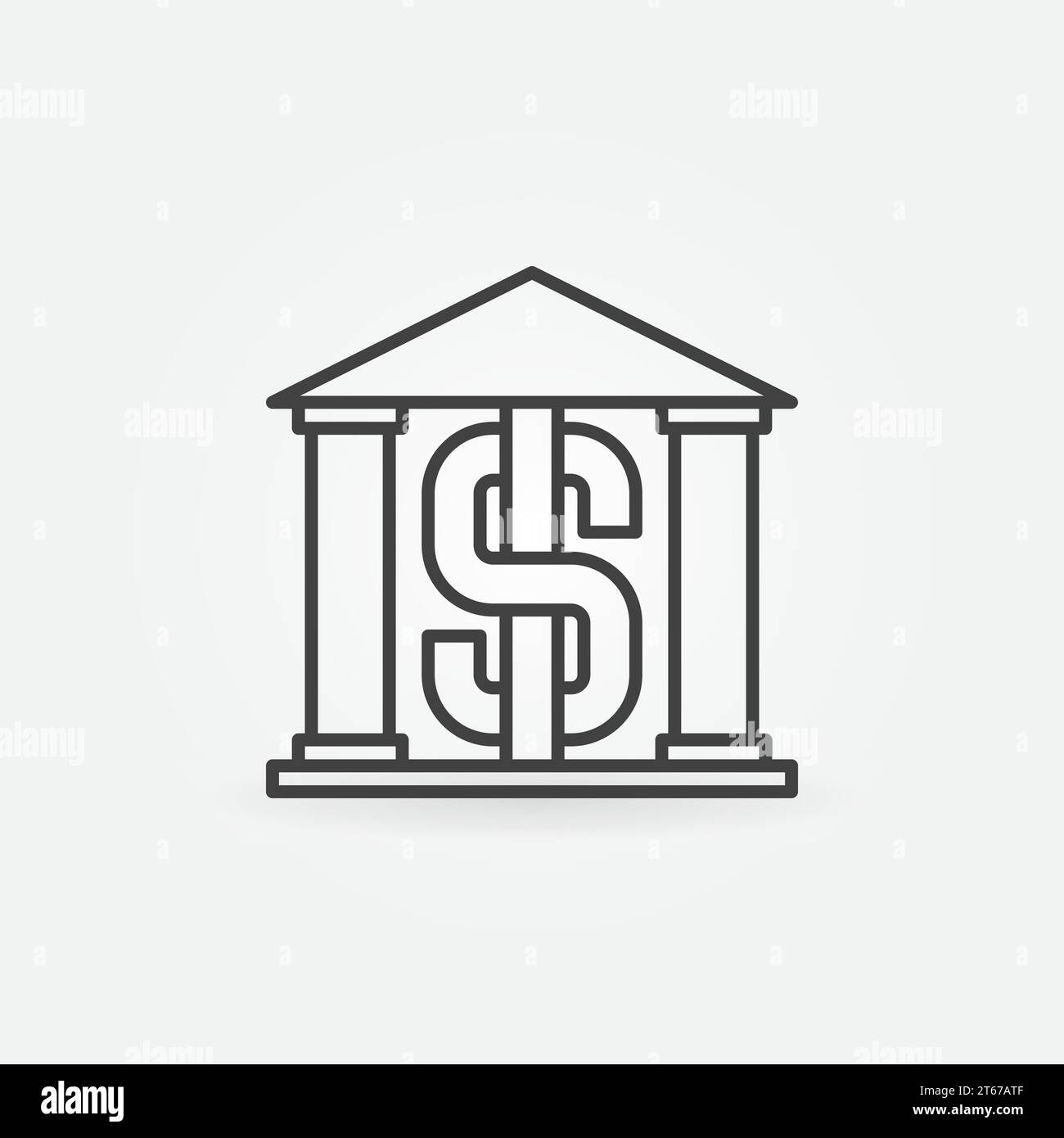 Bank building outline icon. Vector dollar bank concept symbol or logo ...